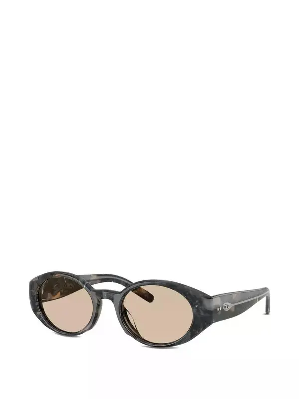 DIESEL® Oval Frame Sunglasses With Tortoiseshell Effect - Grey