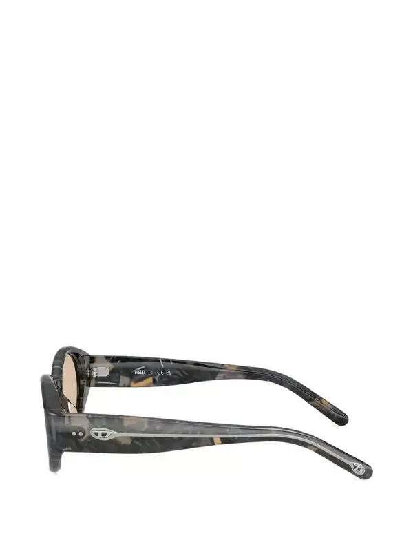 DIESEL® Oval Frame Sunglasses With Tortoiseshell Effect - Grey