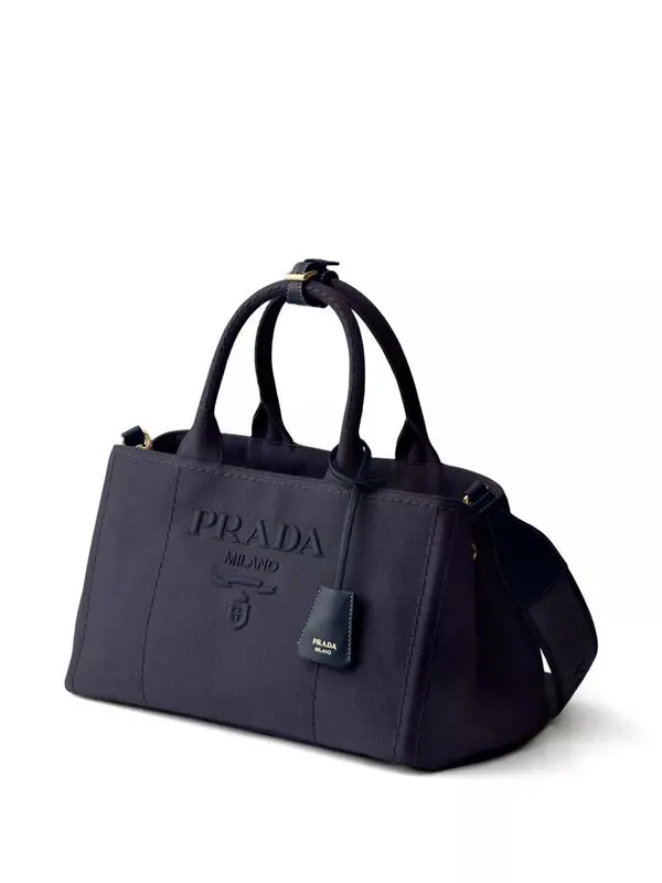 Prada Jardinière Large Cotton Canvas Handbag - Blue
