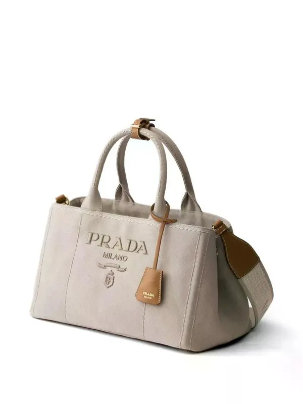 Prada Large Jardinière Cotton Canvas Handbag - Neutrals