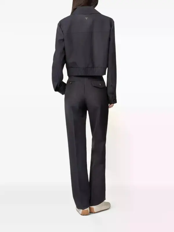 TOD'S Cropped Bomber Jacket With Leather Trim