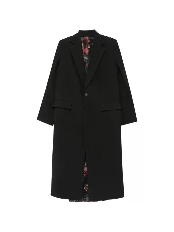 QUETSCHE Floral Print Tulle Panel Coat