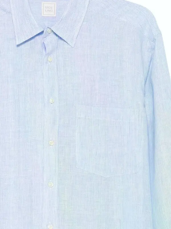 120% Lino Vertical-stripe Chest-pocket Shirt