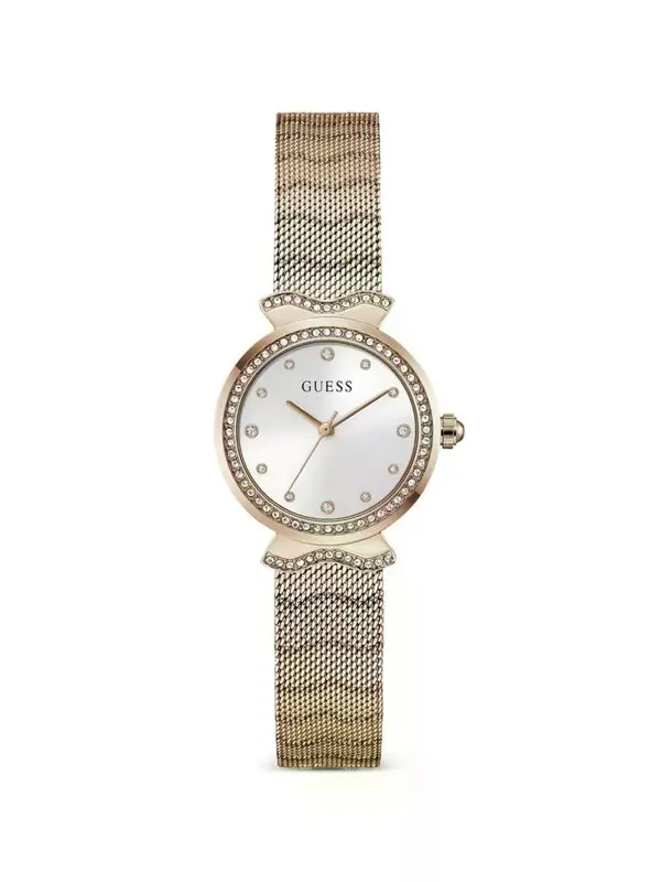 Guess Round-face Watch With Mesh Bracelet - Silver