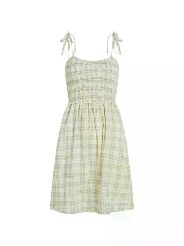 Karl Lagerfeld Shirred Check Mini Dress - Neutrals