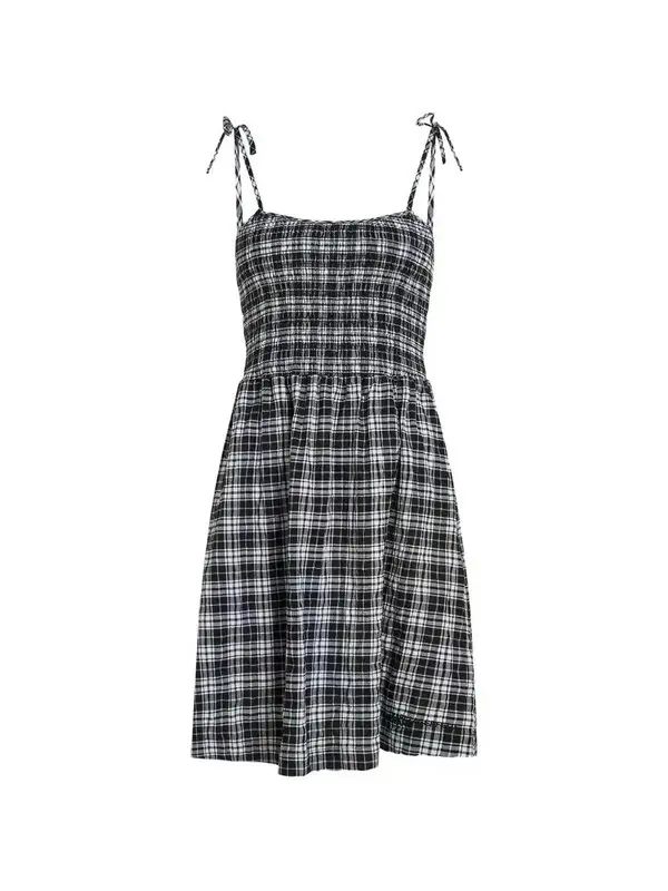 Karl Lagerfeld Checked Strappy Mini Dress - Black
