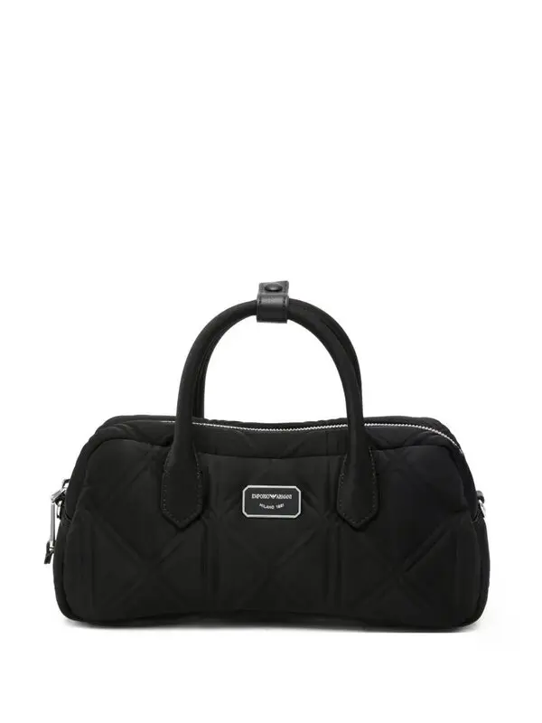 Emporio Armani Quilted Logo Plaque Tote Bag