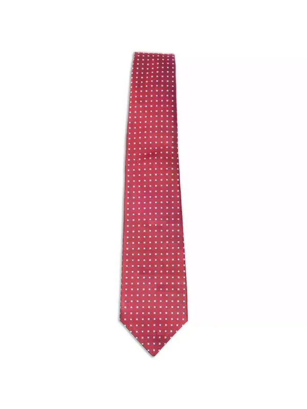 Kiton Geometric Print Silk Neck Tie - Red