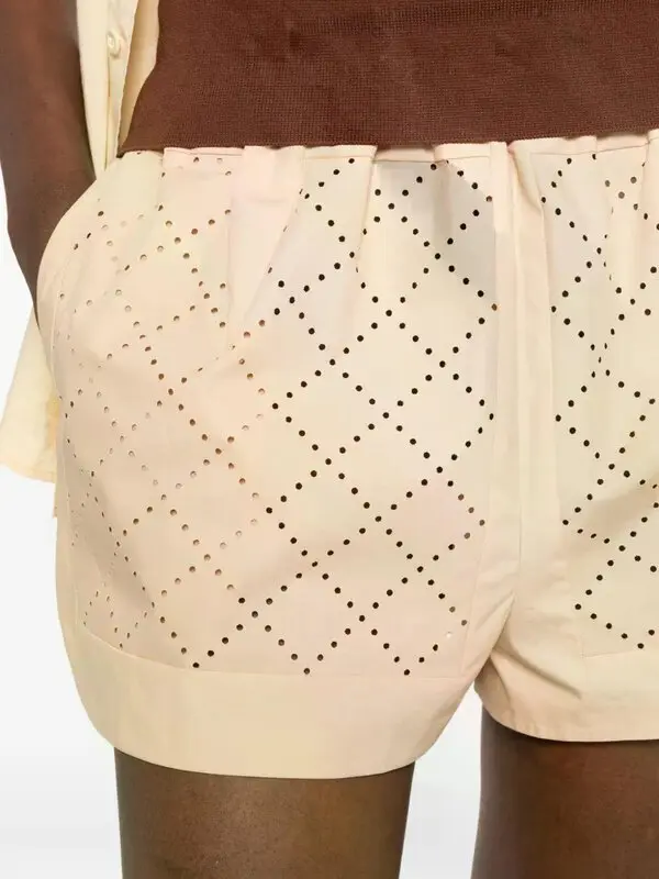 Fendi Argyle Perforated Cotton Shorts