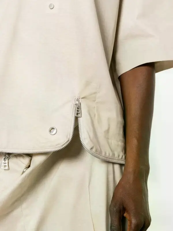Issey Miyake Beige Spread Collar Zip-fastening Hem Top