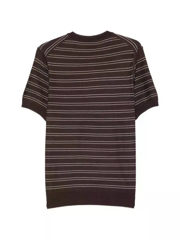 BOSS Horizontal-stripe Crew Neck Short-sleeved Sweater