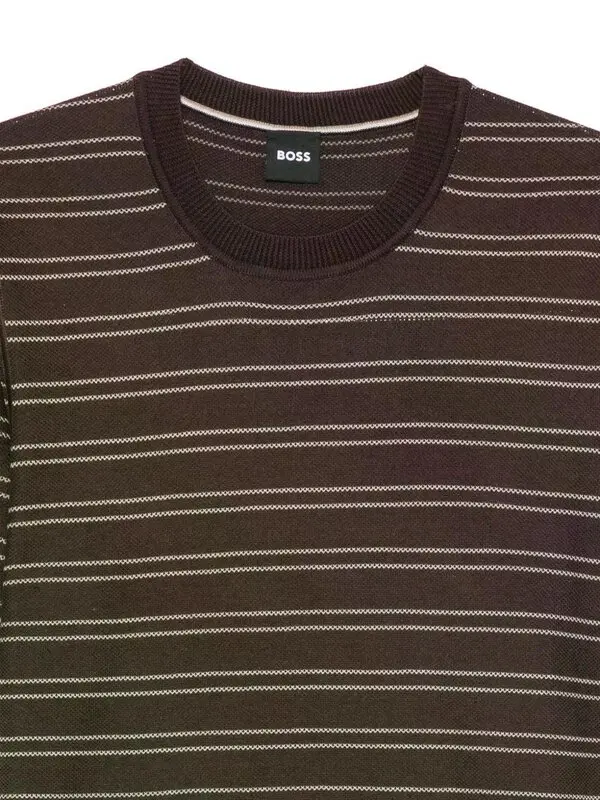 BOSS Horizontal-stripe Crew Neck Short-sleeved Sweater