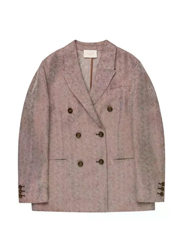 SLOWEAR Double-breasted Herringbone Blazer