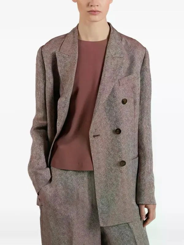 SLOWEAR Double-breasted Herringbone Blazer