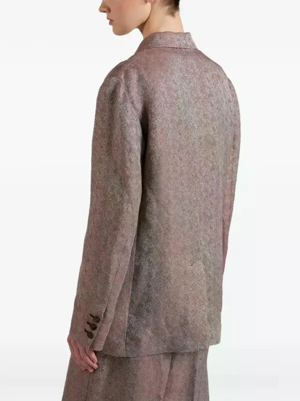 SLOWEAR Double-breasted Herringbone Blazer