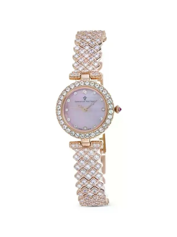 CHRISTIAN VAN SANT Romana 25mm Watch With Crystal Embellishments - Pink