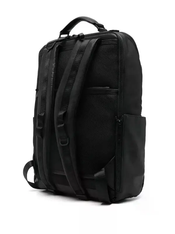 PIQUADRO Logo-plaque Leather Laptop Backpack - Black