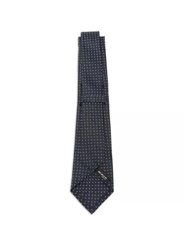 Kiton Micro-pattern Silk Neck Tie - Blue