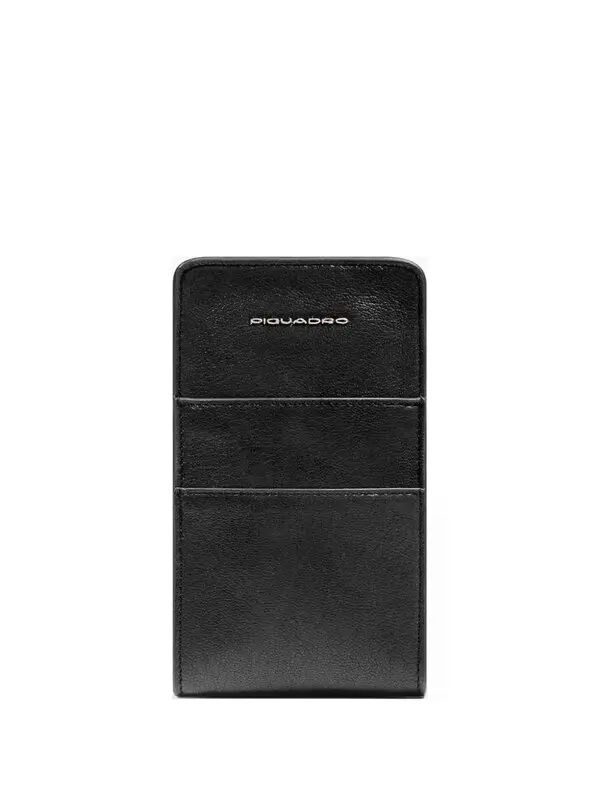 PIQUADRO Grained-leather Phone Case - Black