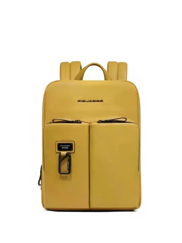 PIQUADRO Expandable Leather Backpack - Yellow