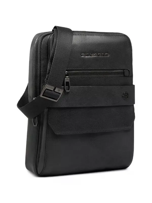 PIQUADRO Leather Messenger Bag - Black