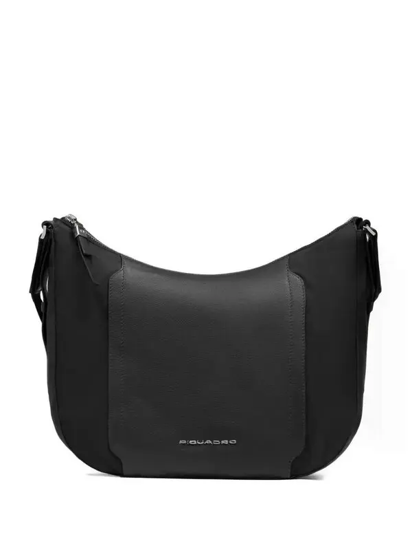 PIQUADRO Leather Trim Shoulder Bag - Black