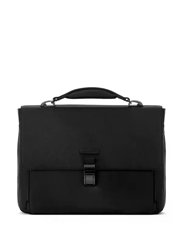 PIQUADRO Expandable Leather Briefcase - Black