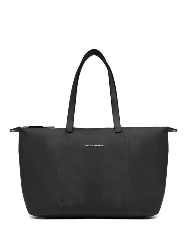 PIQUADRO Logo Plaque Laptop Tote Bag - Black
