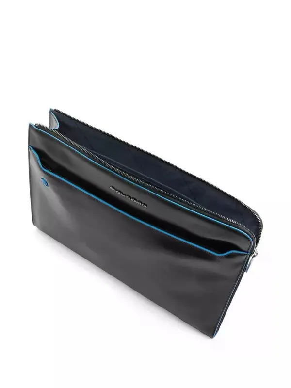 PIQUADRO Stow-away Handle Leather Clutch Bag