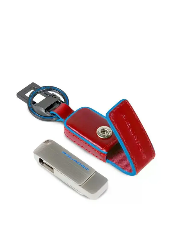 PIQUADRO Leather Usb Keychain - Red