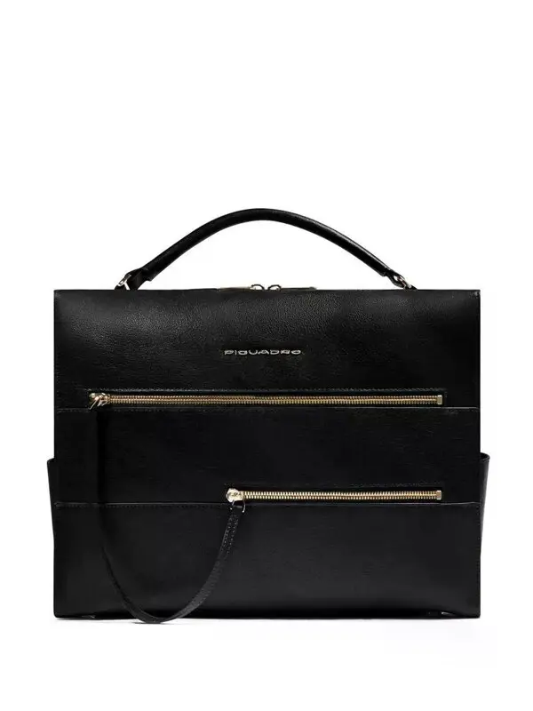 PIQUADRO Leather Laptop Bag - Black
