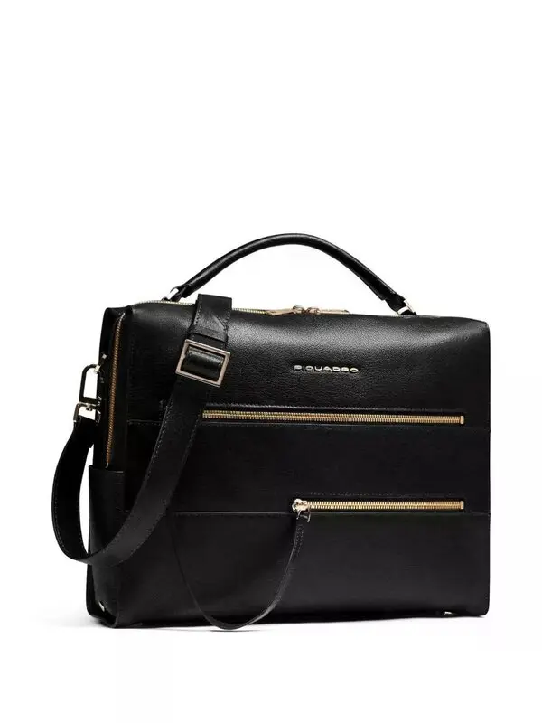 PIQUADRO Leather Laptop Bag With Gold-tone Hardware