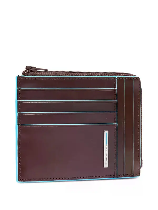PIQUADRO Zipped Leather Card Holder - Brown