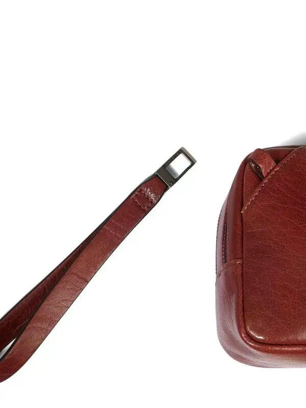 PIQUADRO Logo-plaque Leather Clutch Bag - Red