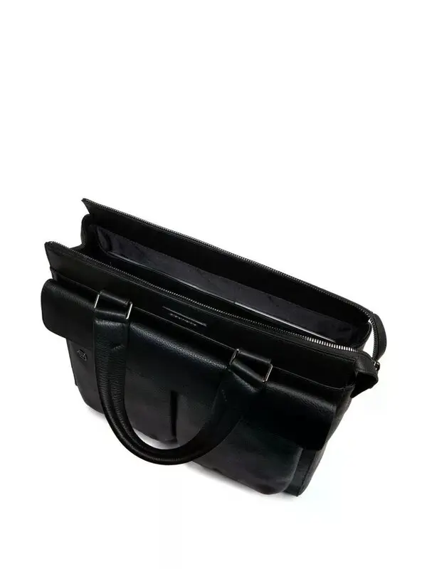 PIQUADRO Grained Leather Tote Bag