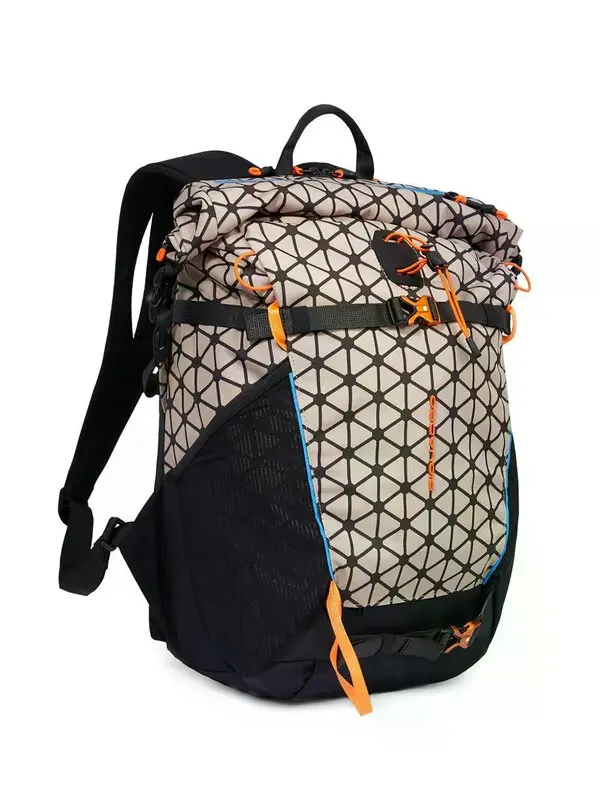 PIQUADRO Geometric Pattern Roll-top Backpack - Neutrals