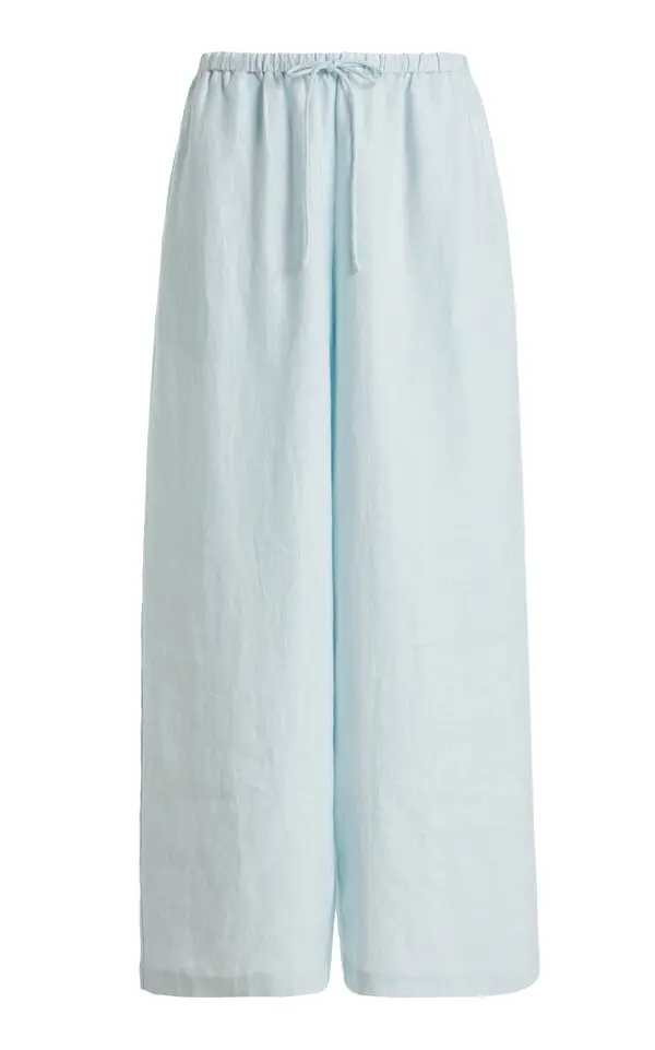 ELCE Faye Linen Wide-leg Pants - Blue