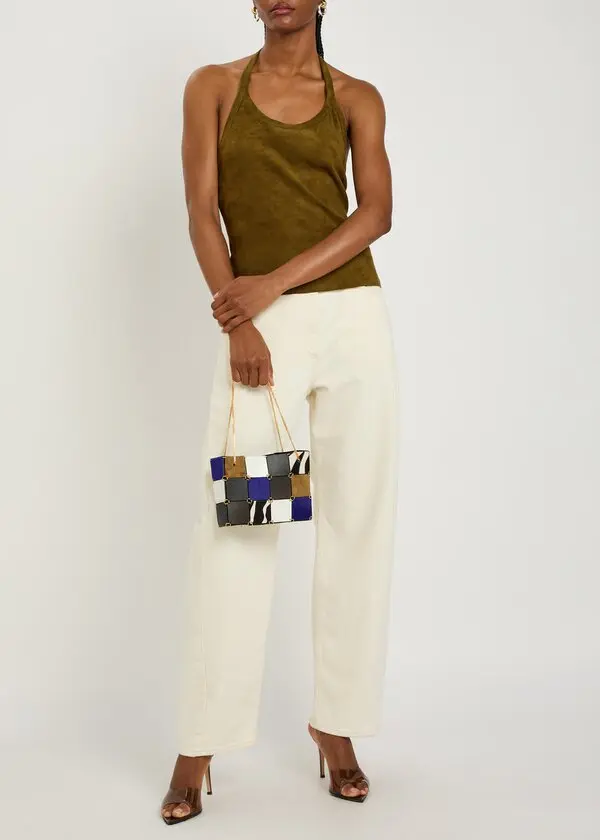 Stouls Halterneck Stretch-suede Top - Bronze