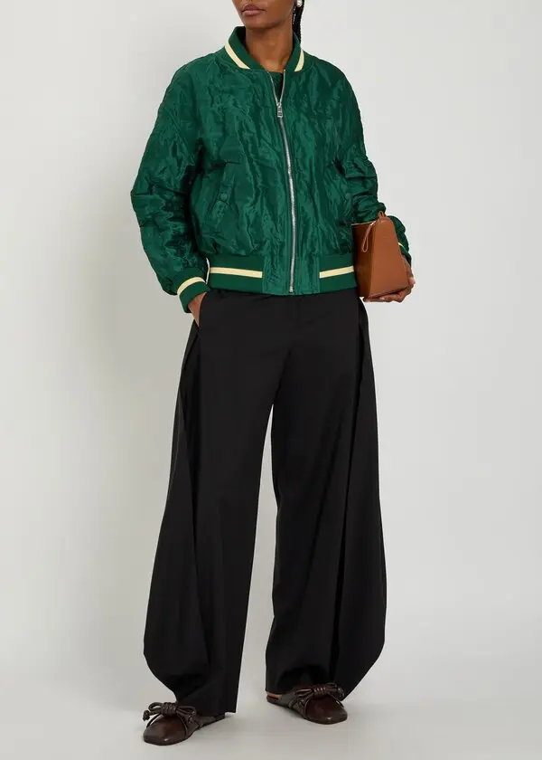 Loewe Cascading Wide-leg Wool Trousers - Black