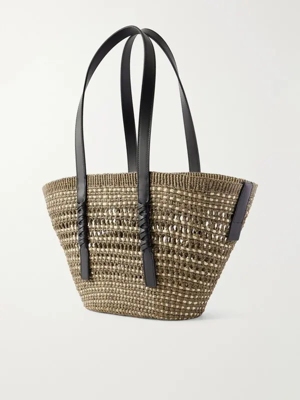 Loewe Braid Medium Raffia Tote - Green