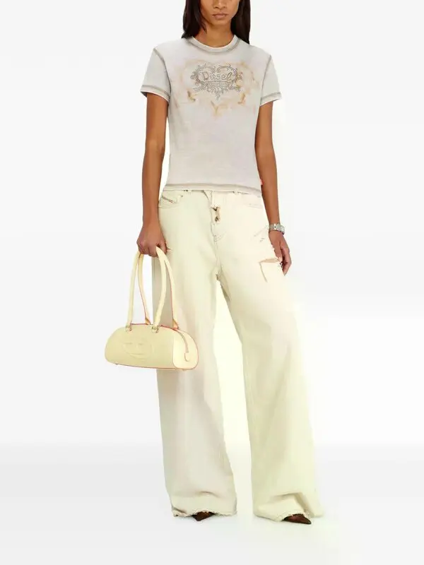 DIESEL® Rhinestone Embellished Burnout Effect T-shirt - Neutrals