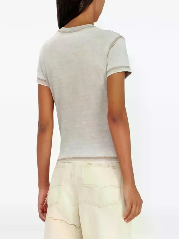 DIESEL® Rhinestone Embellished Burnout Effect T-shirt - Neutrals