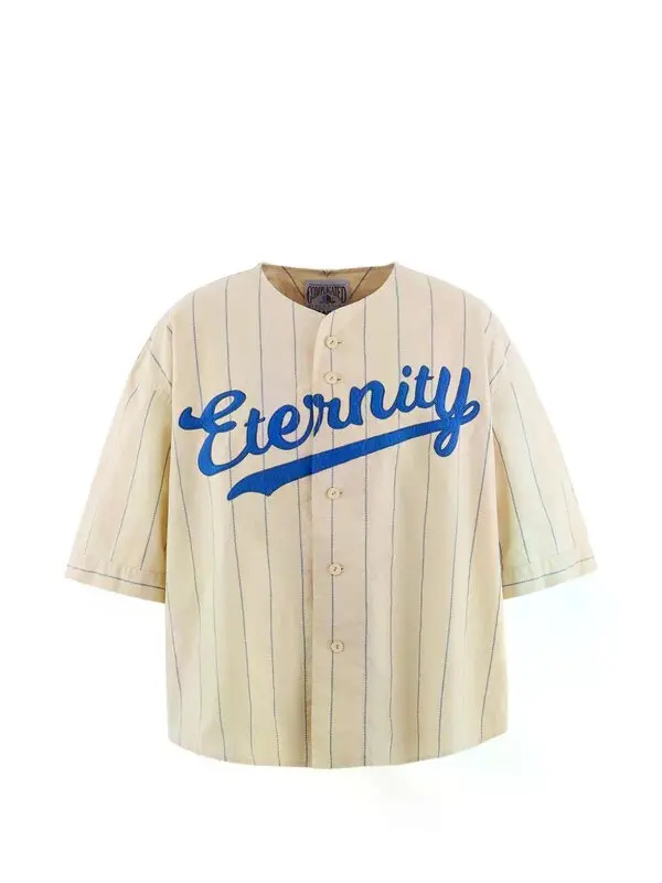 SAINT MXXXXXX Pinstripe-pattern Baseball Shirt