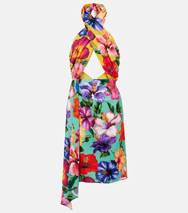 Dolce & Gabbana Cutout Floral Halterneck Minidress - Multicoloured