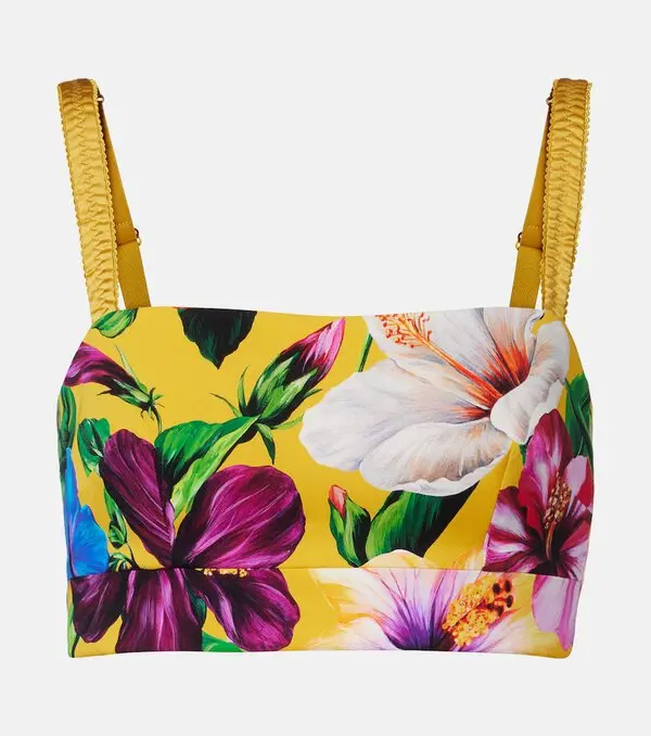 Dolce & Gabbana Floral Silk-blend Crop Top - Multicoloured