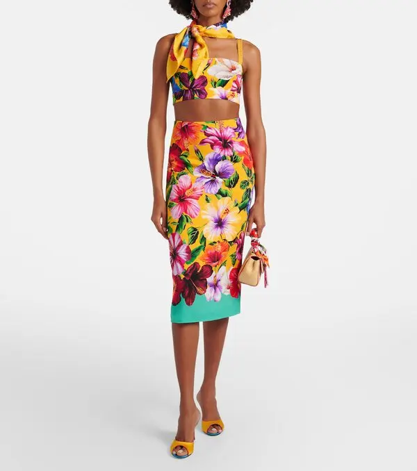 Dolce & Gabbana Floral Silk-blend Crop Top