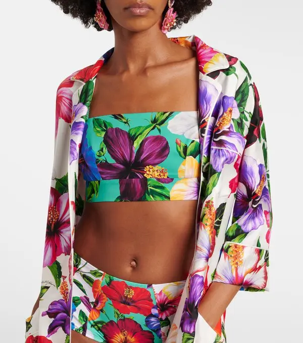 Dolce & Gabbana Floral Silk-blend Crop Top