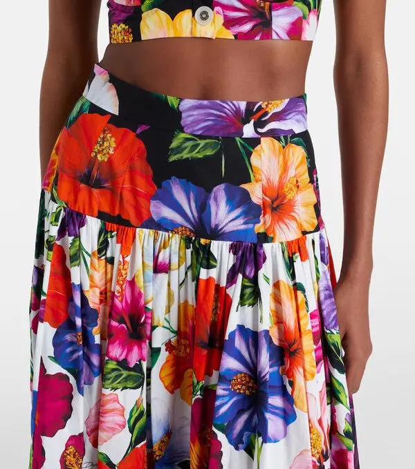 Dolce & Gabbana Floral Tiered Cotton Maxi Skirt