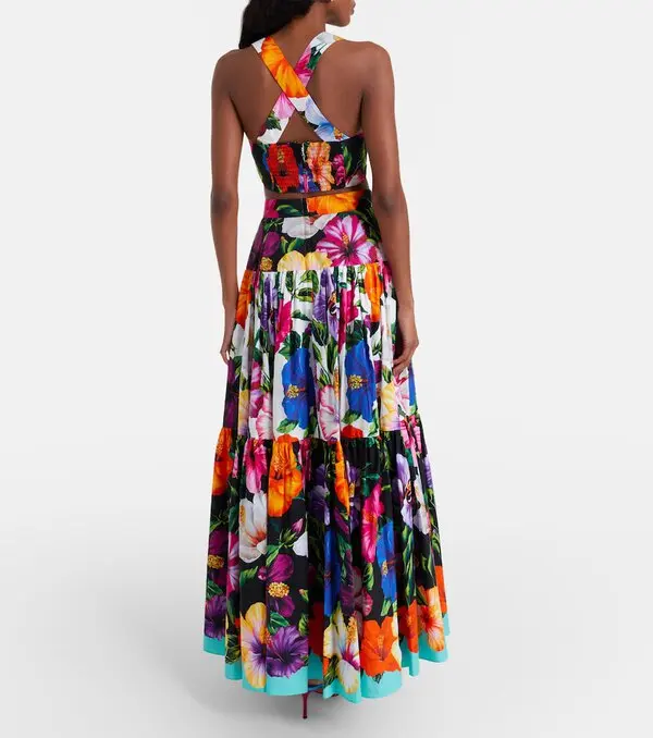 Dolce & Gabbana Floral Tiered Cotton Maxi Skirt