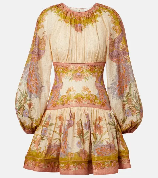 Zimmermann Indra Cotton And Silk-blend Mini Dress - Multicoloured